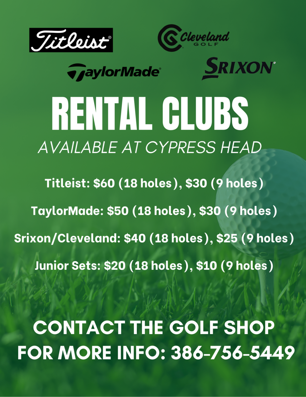 Rental Clubs - Cypress Head Golf Club